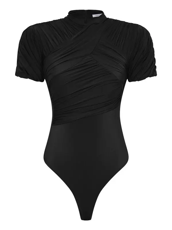 Rachel Gilbert Juniper Ruched Bodysuit - Black
