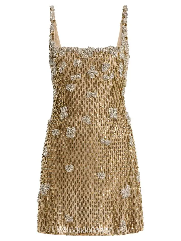 Rachel Gilbert Solana Embellished Tulle Mini Dress - Gold