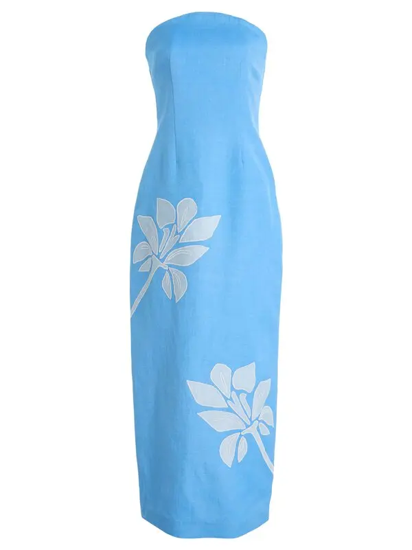 Significant Other Tammy Strapless Linen-blend Midi Dress - Blue
