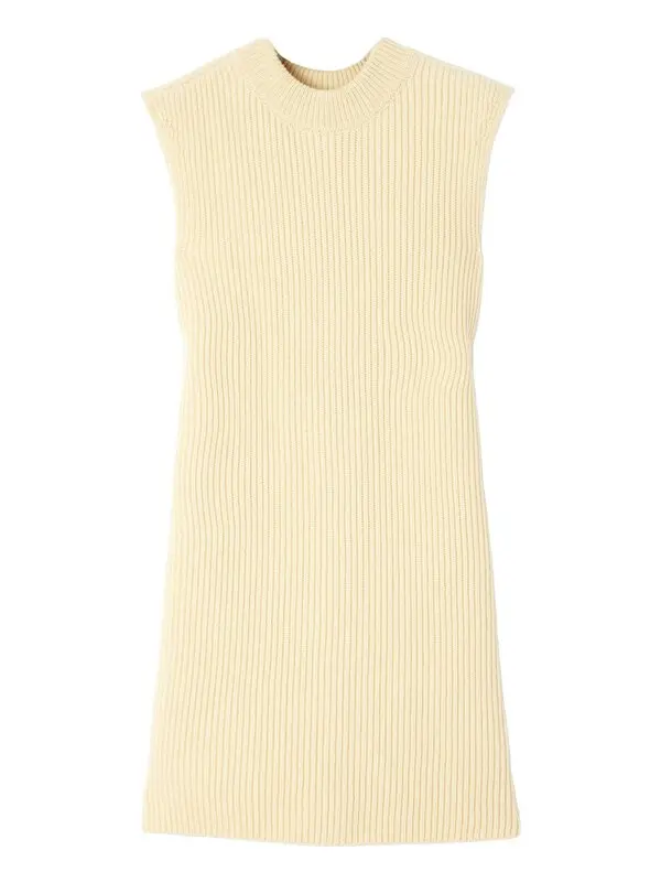 JIL SANDER Ribbed Wool Vest - Neutrals