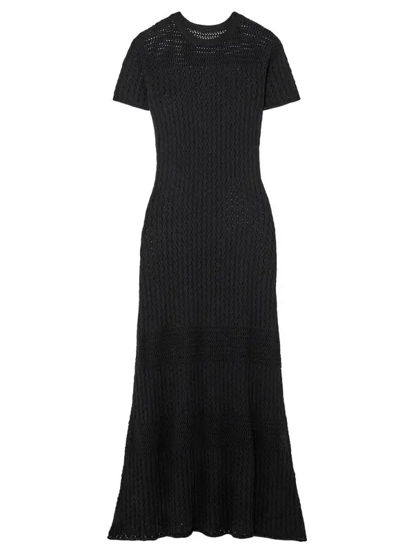 Escvdo Pallay Open-knit Cotton Maxi Dress - Black