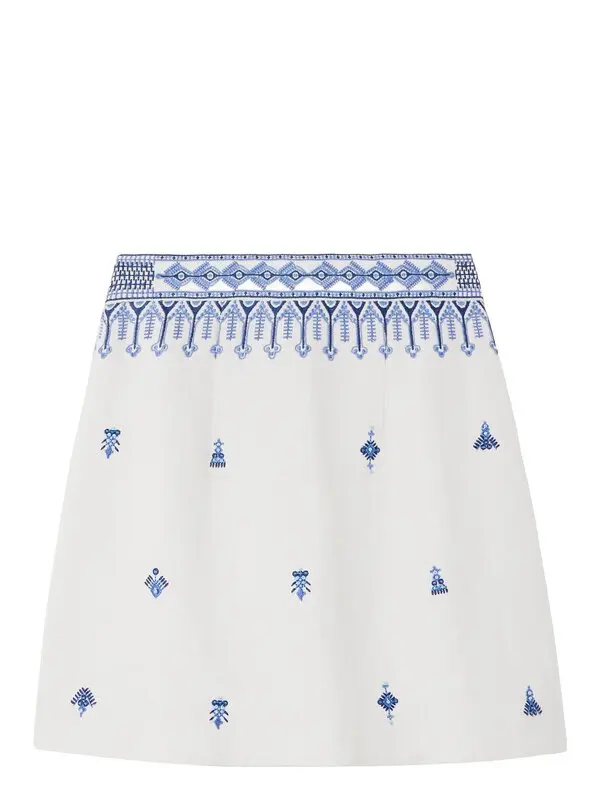 EMPORIO SIRENUSE Giuliana Astragal Embroidered Mini Skirt - Off-white