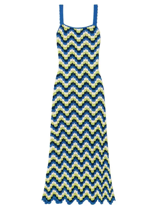 Escvdo Marea Crocheted Cotton Maxi Dress - Blue
