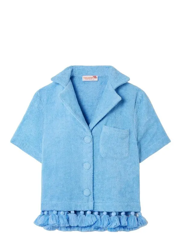 CAP D’ANTIBES Tasseled Cotton-terry Shirt - Blue