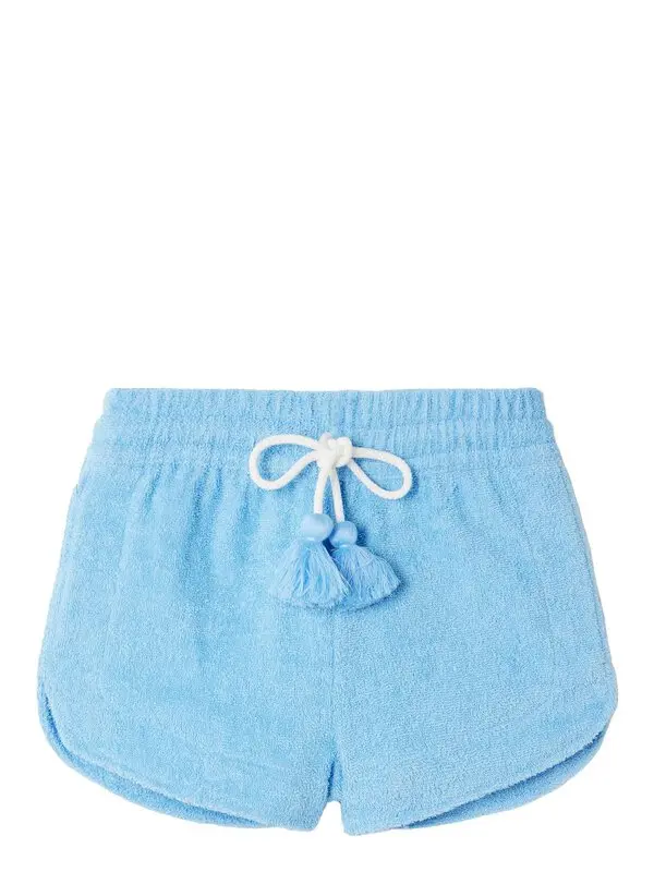 CAP D’ANTIBES Tasseled Cotton-terry Shorts - Blue
