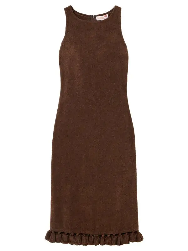 Cap D'antibes Aurelia Tasseled Cotton-terry Midi Dress - Brown