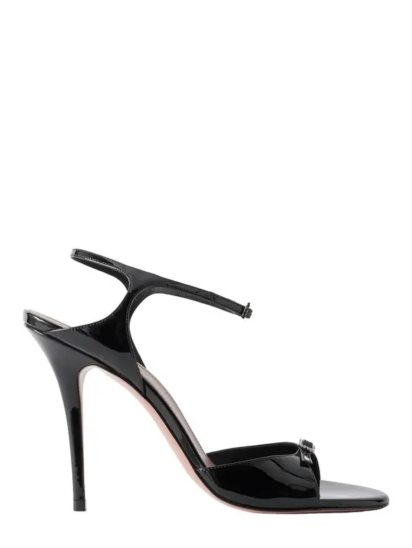 Amina Muaddi Adut Crystal-embellished Patent-leather Sandals - Black