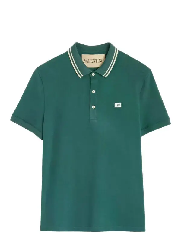 Valentino Garavani Contrast Collar Polo Shirt - Green