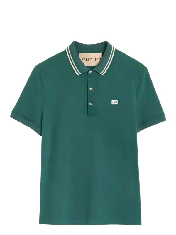 Valentino Garavani Contrast-collar Polo Shirt - Green