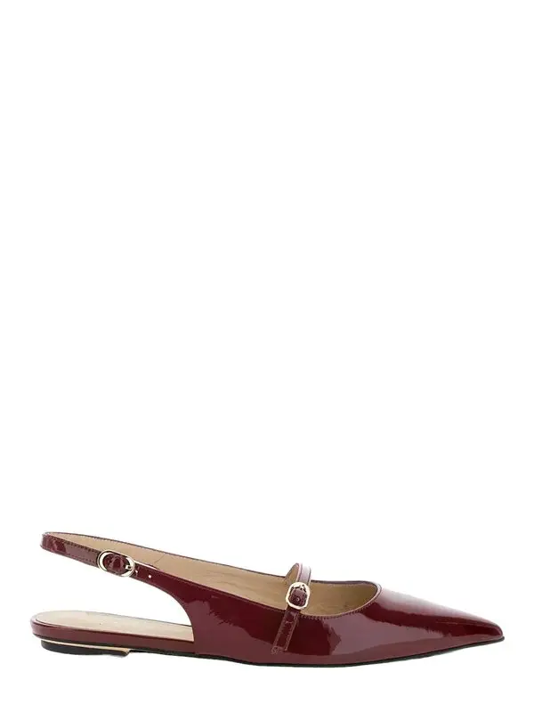STUART WEITZMAN Emilia Patent Leather Slingback Flat Pumps - Red