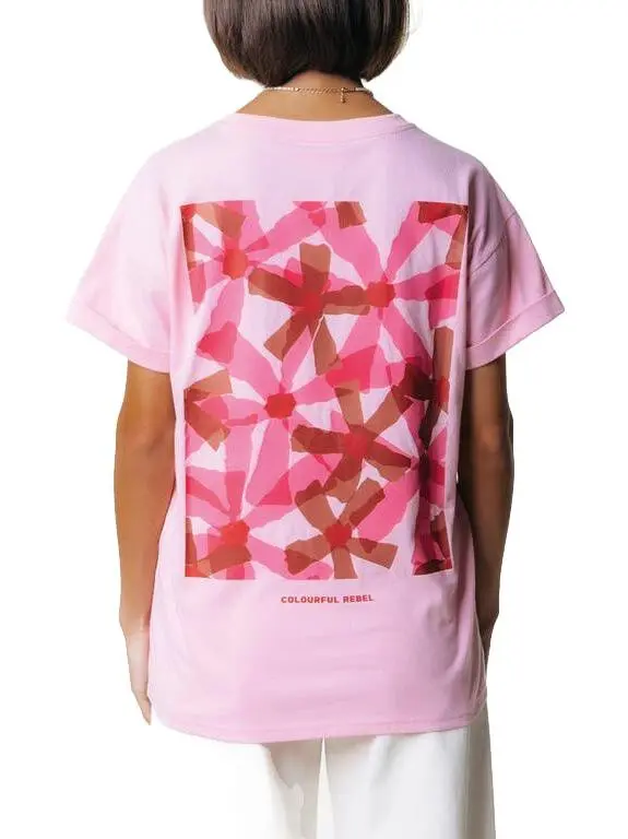 COLOURFUL REBEL Flower Square Boxy Tee - Fresh Pink