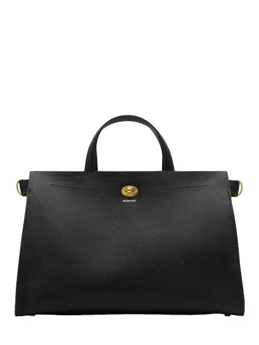 Burberry Medium Cotswolds Leather Tote - Black