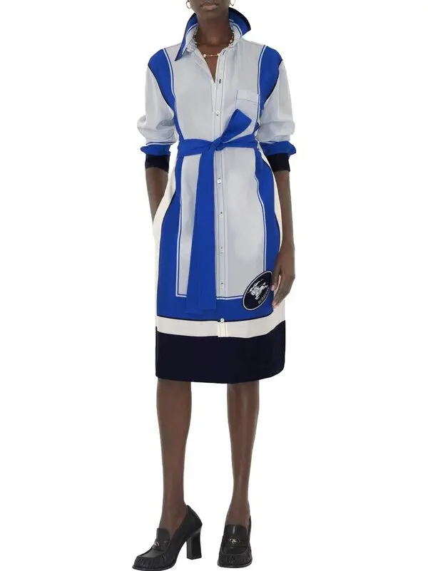 Burberry Knight Stamp Silk Shirt Dress - Ink