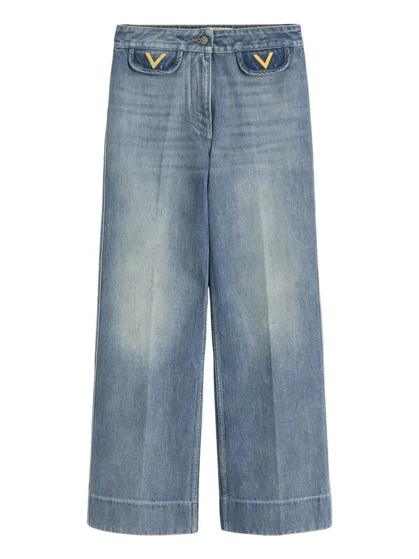 Valentino Garavani Vlogo Wide-leg Jeans - Blue