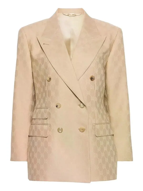 Gucci Gg Jacquard Double-breasted Blazer - Neutrals