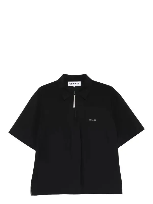 Sunnei Logo-print Polo Shirt - Black