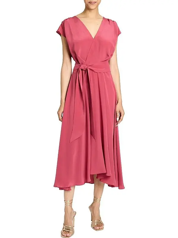 Santorelli Talia Cap-sleeve Midi Dress - Peony