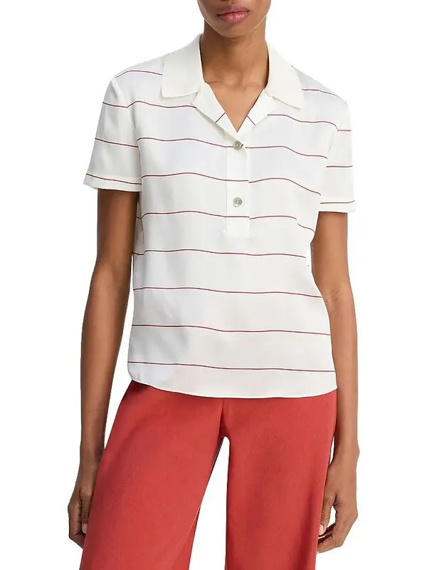 Vince Polo Shirt - Cream/brick Rose