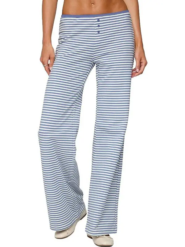 EDIKTED Striped Pants - Blue And White