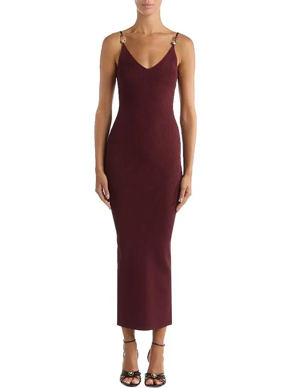 Versace Ribbed Bodycon Dress - Burgundy