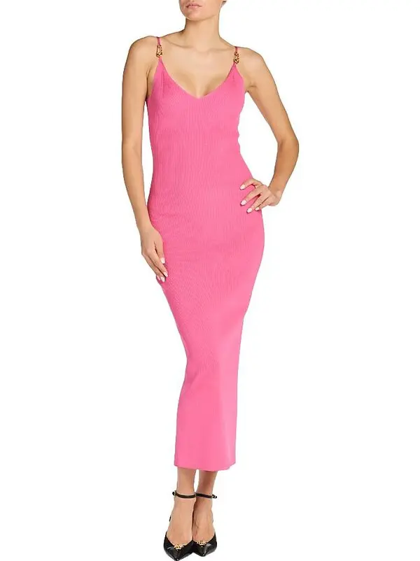 Versace Ribbed Bodycon Dress - Dragon Fruit