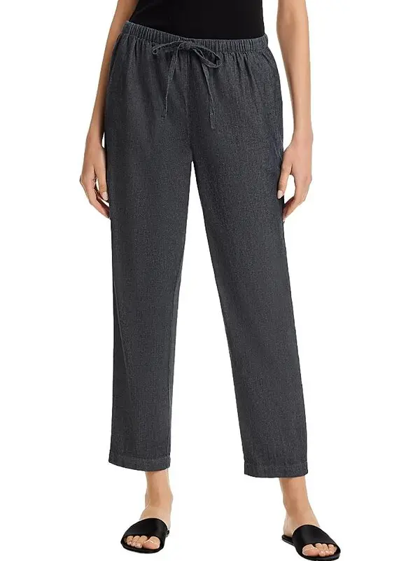 Eileen Fisher Drawstring Tapered Ankle Pants - Denim