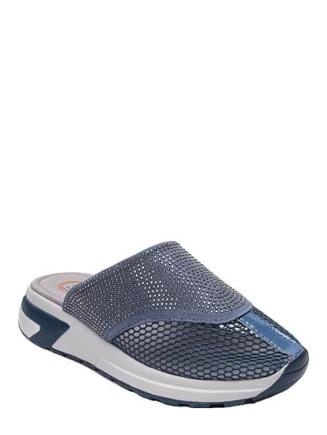 PROLOGUE SHOES Glea Mesh Rhinestone Mules - Blue