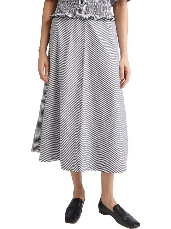 Brandon Maxwell The Knox Stripe Cotton Circle Skirt - Black/ White Stripe