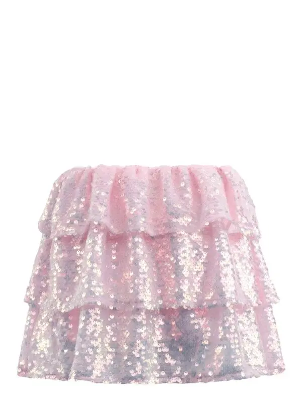 LOLA + THE BOYS Sequin Tiered Skirt - Pink