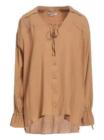 Max & Moi Woven Crinkled Embellished Shirt - Camel