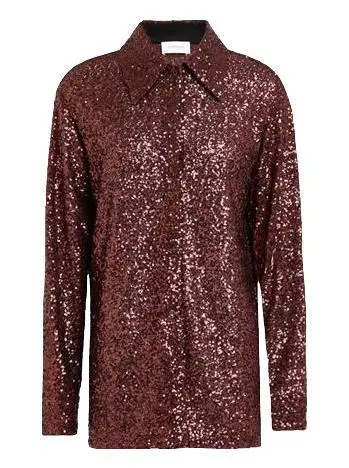 OTTOD'AME Sequined Tulle Shirt - Brown