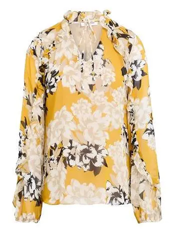 Calvin Klein Floral-print Crepe Top - Yellow