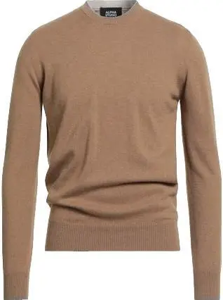 Alpha Studio Wool Knit Crewneck Sweater - Beige