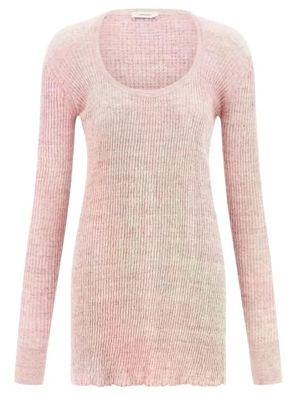 FERRAGAMO Ribbed Long-sleeve Mini Dress - Pink