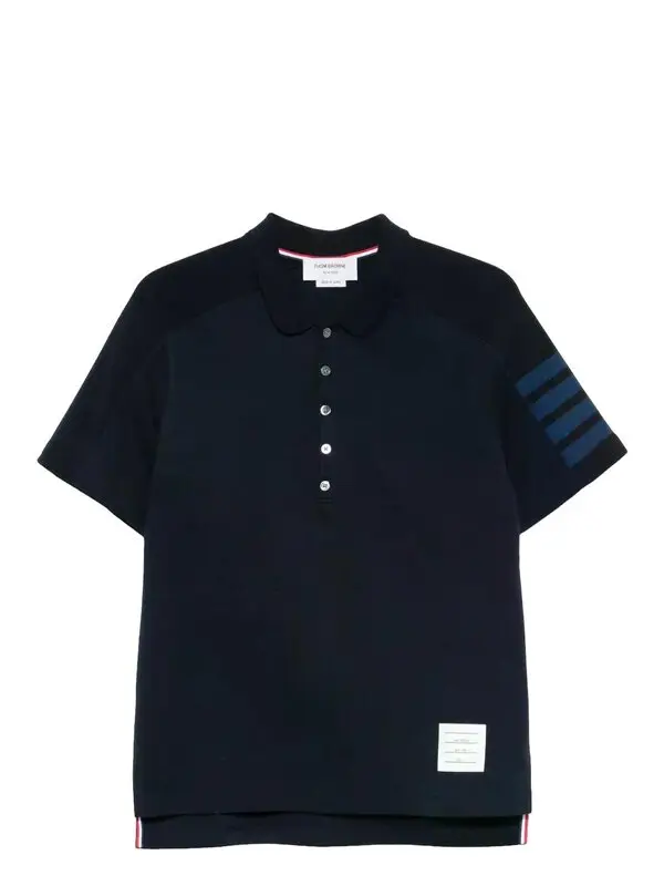 Thom Browne 4-bar Stripe Cotton Polo Shirt - Blue