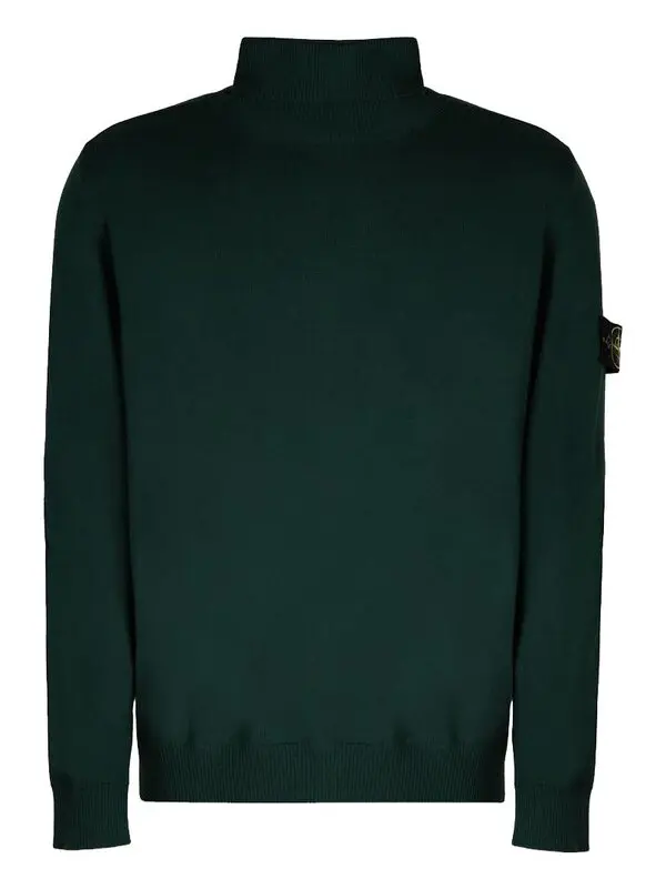 Stone Island Virgin Wool Turtleneck Sweater - Green