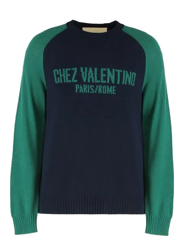 Valentino Garavani Virgin Wool Crew-neck Sweater - Blue