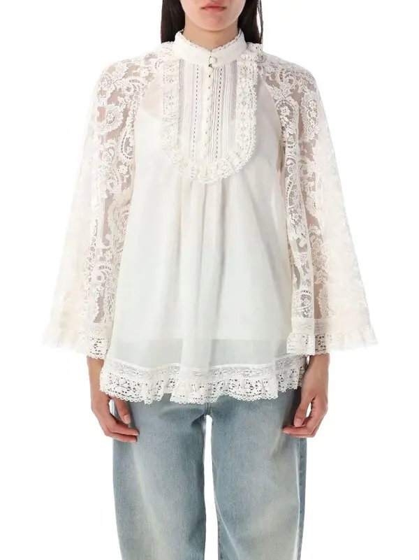 Zimmermann Ascension Lace Yoke Tunic - Beige