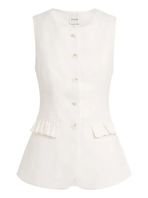 Posse Linen Matilda Top - Ivory