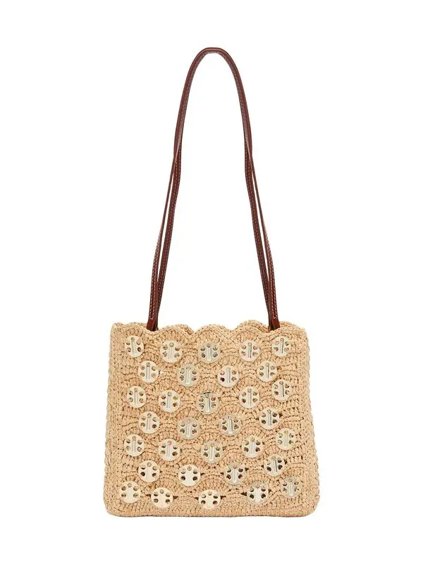 Rabanne 1969 Embellished Raffia Shoulder Bag - Natural
