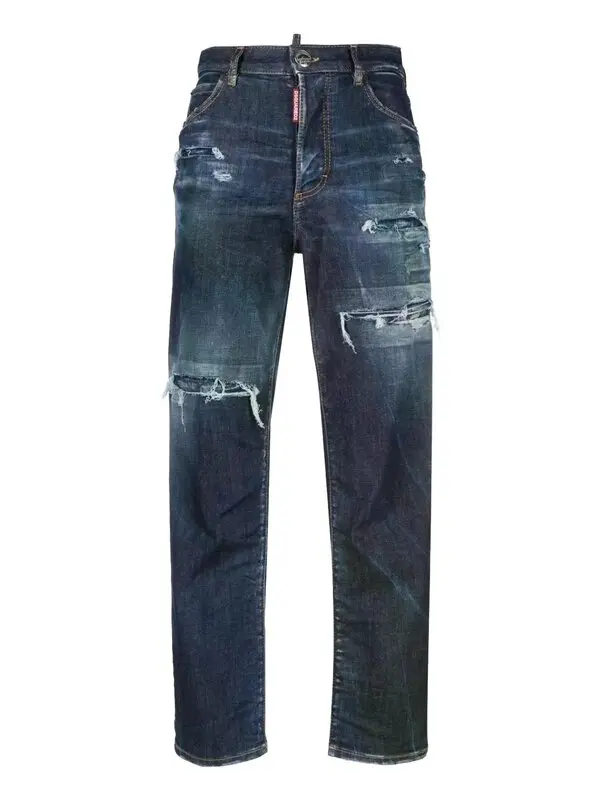 Dsquared2 Distressed High-waisted Jeans - Blue