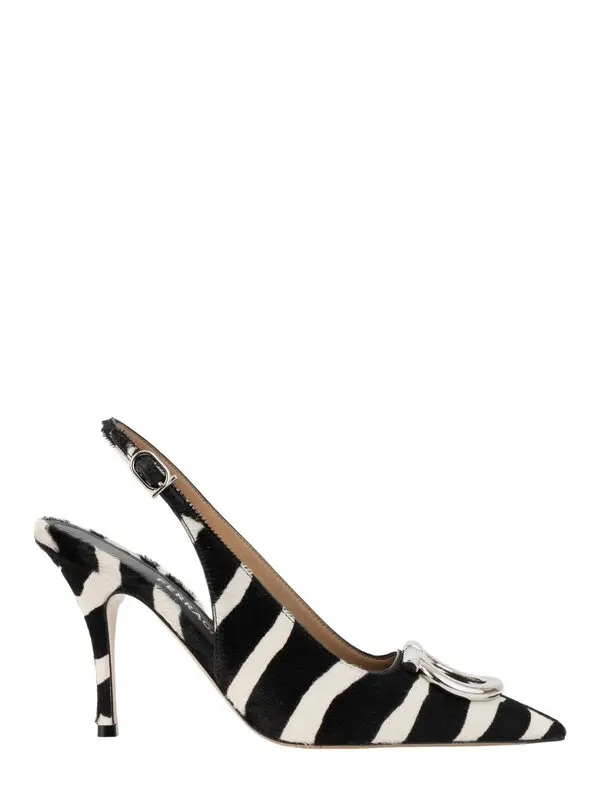 FERRAGAMO Maxi Gancini Slingback Pump - Black