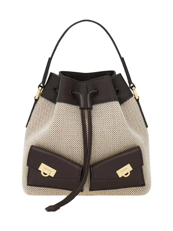 FERRAGAMO Multipocket Bucket Bag - Beige