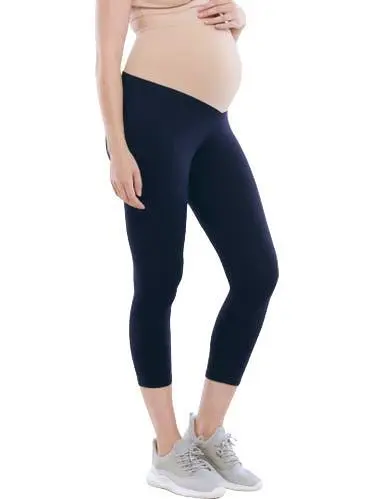 Motherhood Maternity Essential Stretch Secret Fit Over The Belly Maternity Crop Leggings - Navy
