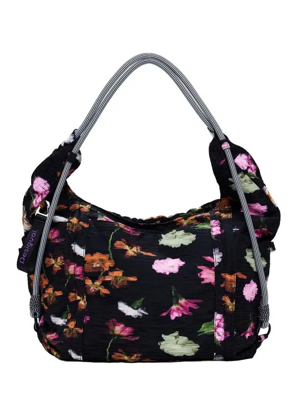 Desigual Floral Ruched Shoulder Bag - Black