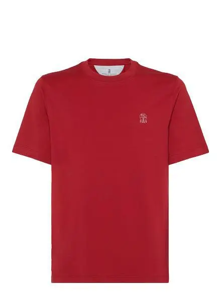 Brunello Cucinelli Jersey T-shirt With Logo - Amaranth