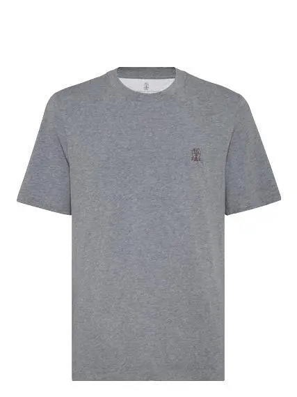 Brunello Cucinelli Jersey T-shirt With Logo - Medium Grey