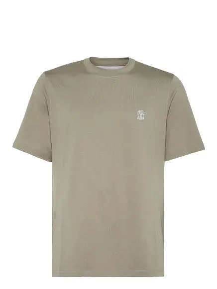 Brunello Cucinelli Jersey T-shirt With Logo - Sage