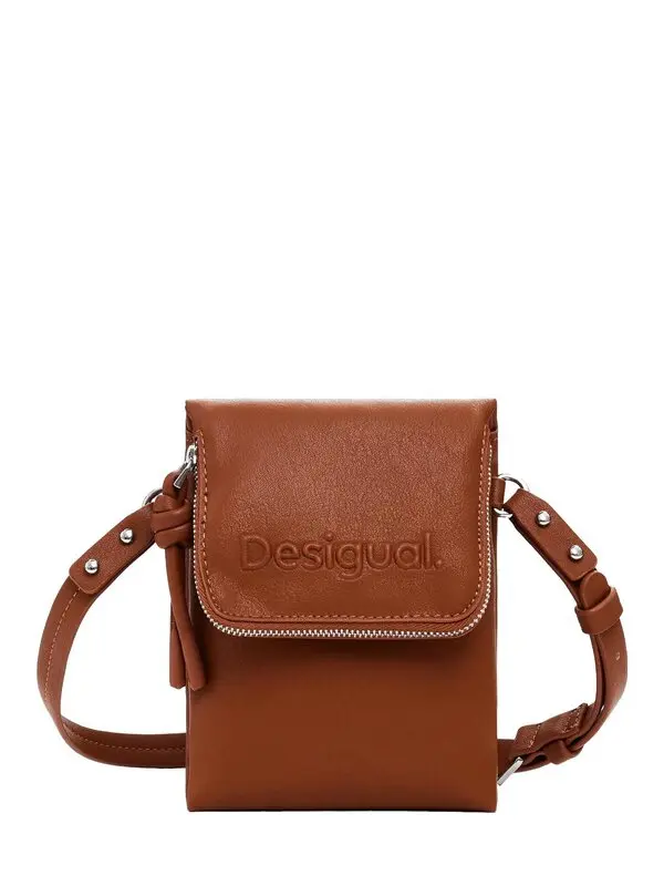Desigual Faux Leather Phone Crossbody Bag - Camel