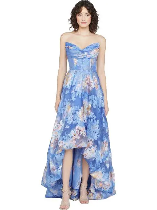 Theia Wendy Bubble Hem Gown - Cornflower/marigold